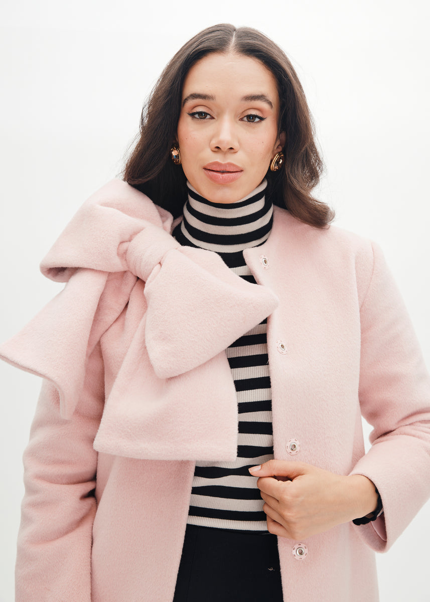 phoebe coat in rose meringue wool angora – MAE NEW YORK